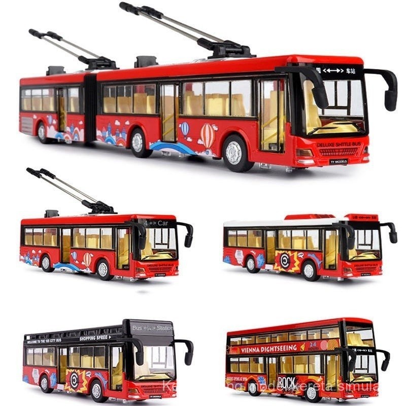 Boy Toy Alloy Two-Section Bus Model Simulation Children's Double-Decker ...