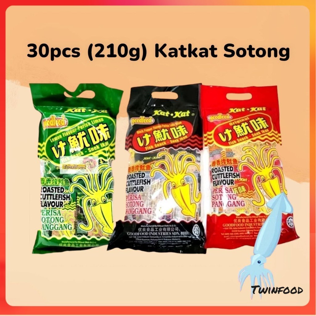 30pcs BigPack Kat-Kat Fish Roasted Cuttlefish katkat Snek Ikan[Original/Black Pepper / Lemon ...