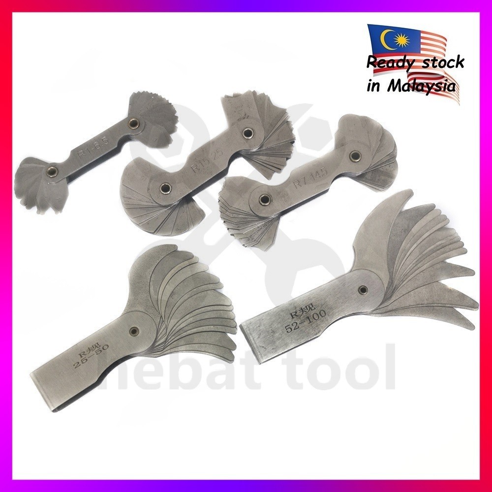 Radius Gauge R1-R100 Fillet Gauge Feeler Metric Engine Cylinder Head ...