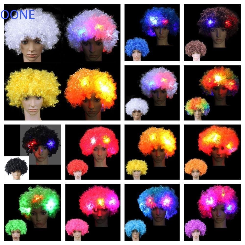 OONE Flashing Explosion Wig, Afro Luminous LED Clown Wig, Retro Cosplay ...
