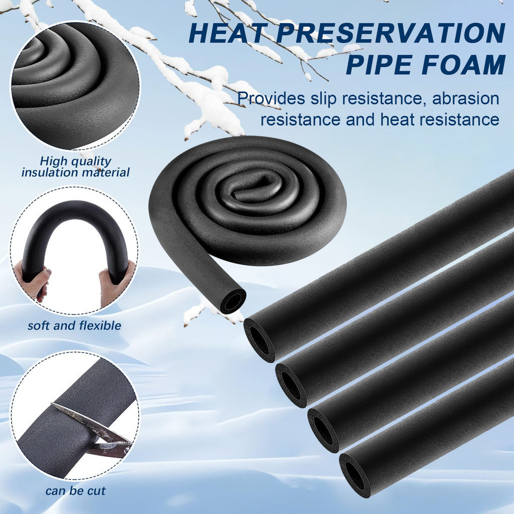 yqST_ Pipe Insulation Foam Tube Foam Tubing Black Pipe Cover Heat Preservation Outdoor Water ...