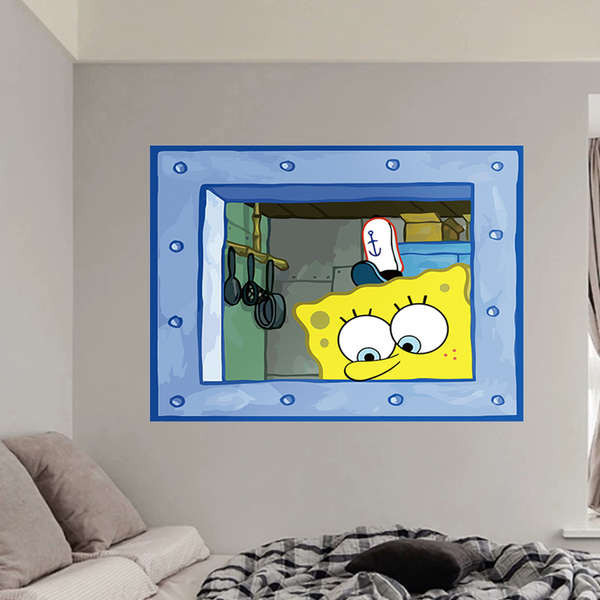 wall decoration SpongeBob SquarePants poster pelekat dinding tingkap ...