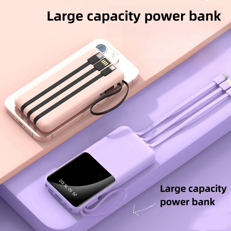 Powerbank Built in 3 Cables Fast charging Digital LED Display Portable ...