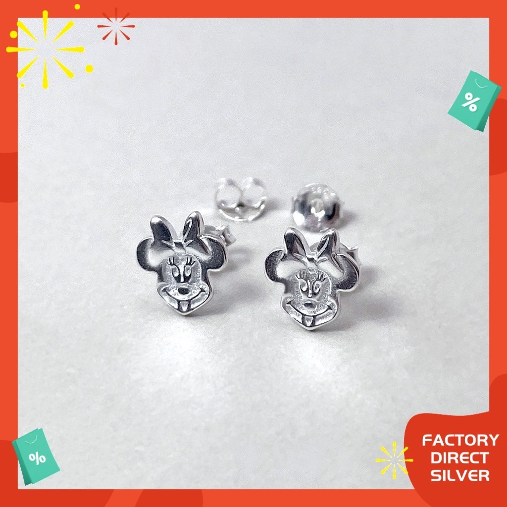 Factory Direct #EST7015 Silver 925 Minnie Mouse Stud Earrings Cute Birthday Jewelry Gifts For ...