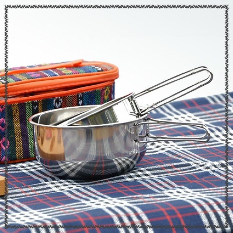 [MCA] Folding Compact Stainless Steel Cooking Mess Tins Camping 500ml ...