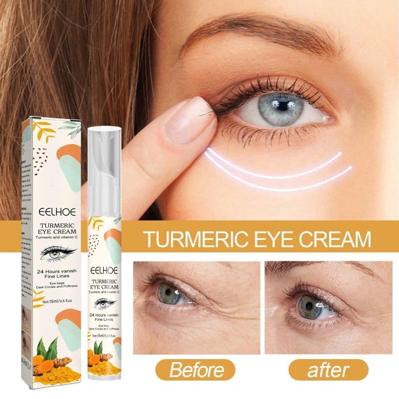 EELHOE Turmeric Whitening Eye Cream Instant Wrinkle Remover Anti Dark Circle Fade Fine Line ...