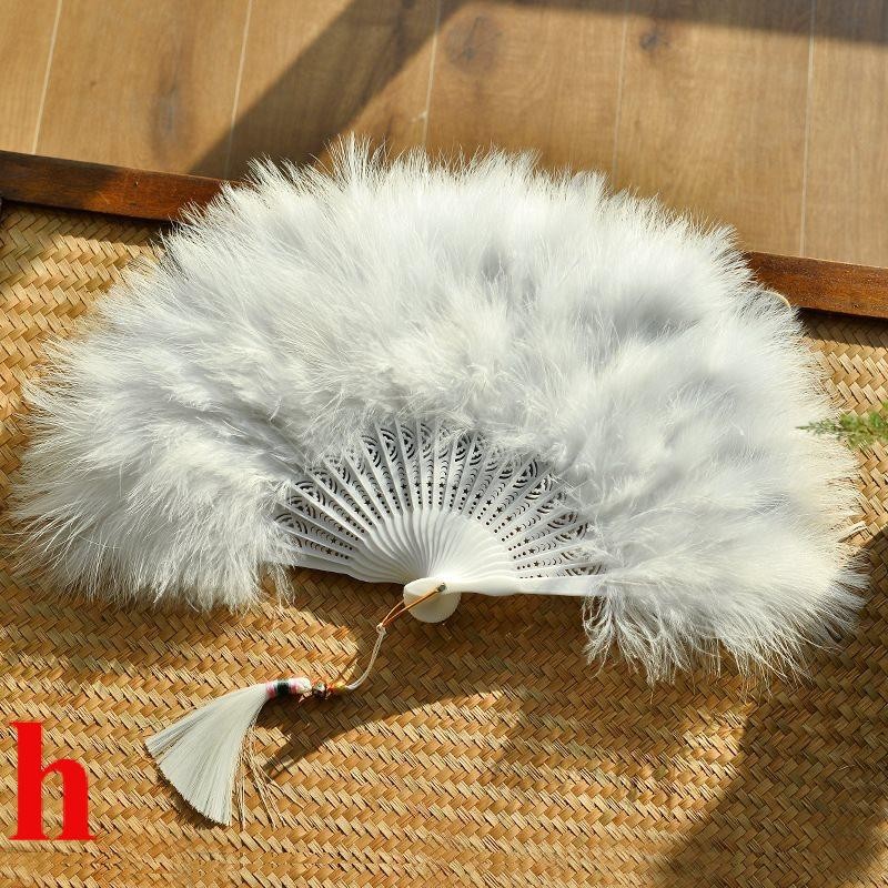 Feather Folding Fan White Republican Style Cheongsam Sexy Styling Props ...