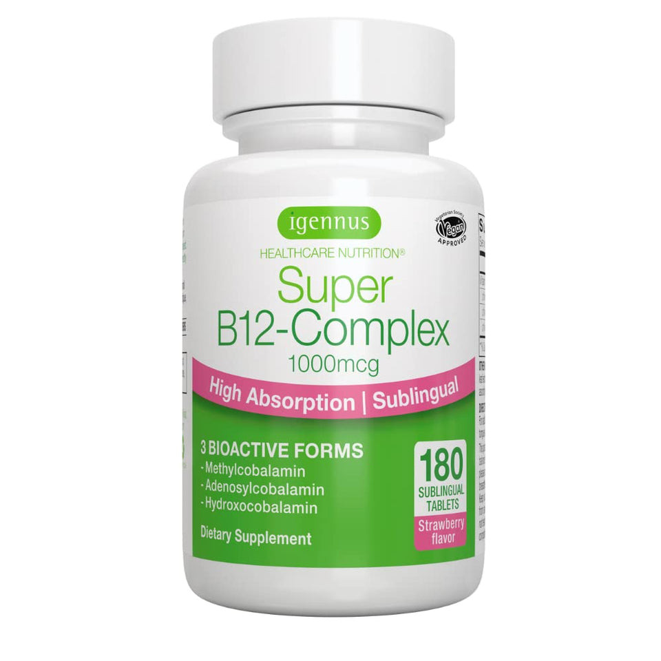 Super B12-Complex 1000mcg, Methylated Vitamin B12 Sublingual, Clean ...