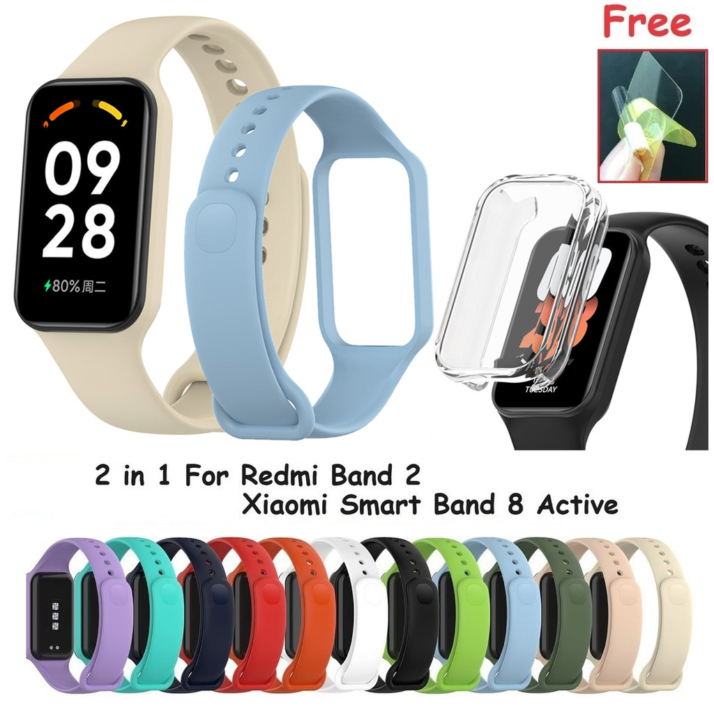 Silicone Strap + Case For Redmi Band 2 Xiaomi Smart Band 8 Active Soft Tpu Cover Waterproof ...