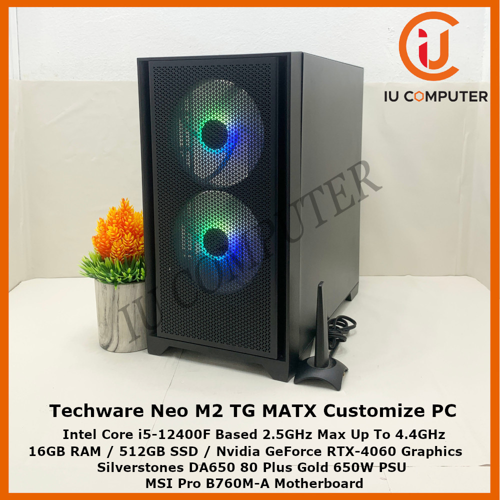 TECHWARE NEO M2 TG MATX INTEL CORE I5-12400F 16GB RAM 512GB SSD RTX 4060 USED DESKTOP ...