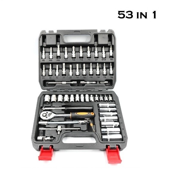 [Saiz 1/4] 53 pcs Ratchet Box Socket Set Box Set Spanner Set Wrench Set ...