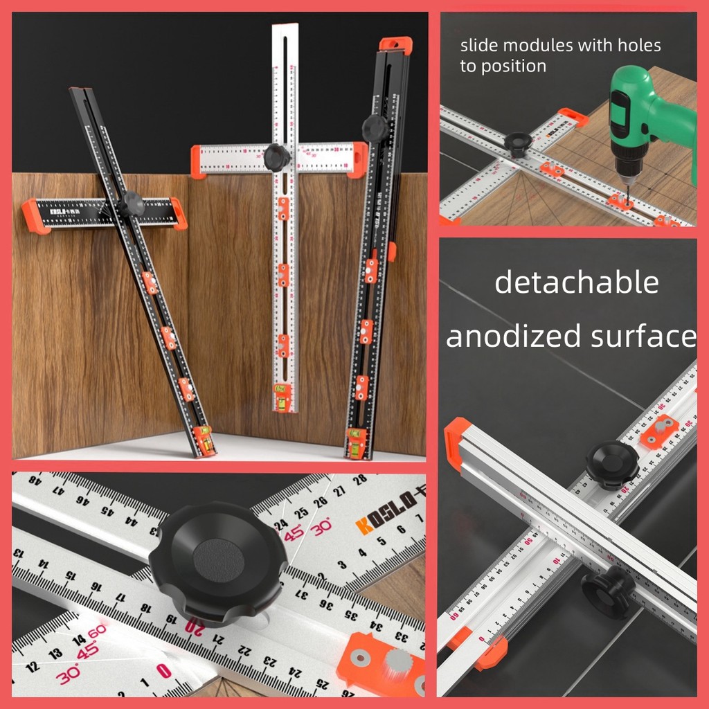 multifunction hole punching positioning ruler/protractor-gradienter/T ...