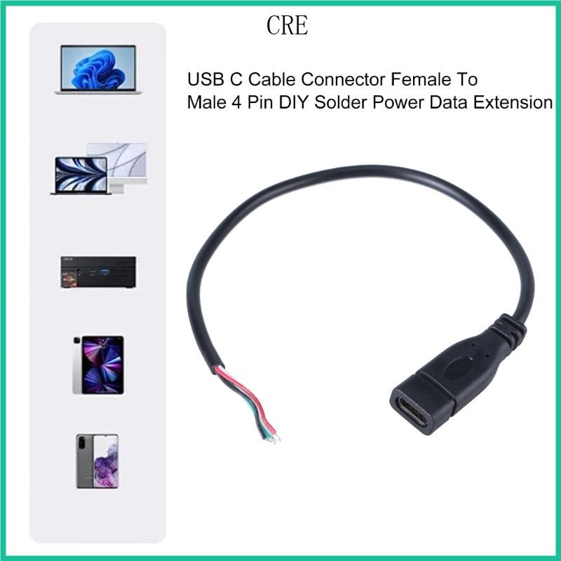 CRE USB C Pigtail Cable Extension Power Cord Type C Female to 4Pin Bare ...