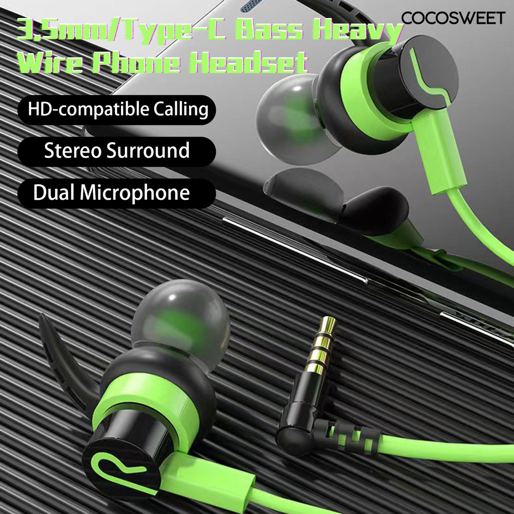 [CCS]Wired Earphone Dual Microphone In-ear 3.5mm/Type-C Computer Phone ...