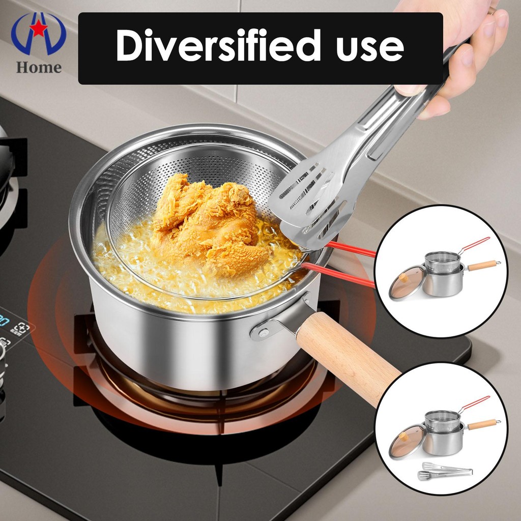 Deep Fryer Pot Stainless Steel Deep Fryer with Basket and Handle ...