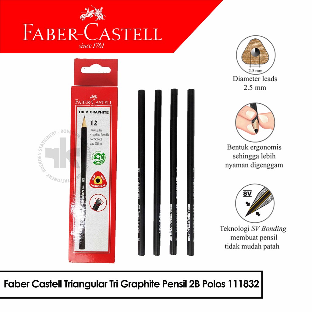 Faber Castell Triangular Tri Graphite Pencil 2B Plain 111832 | Shopee ...