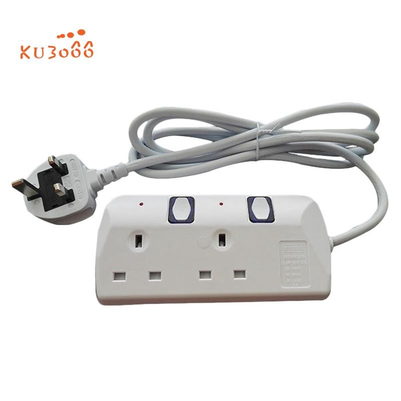 2 Way Extension Lead with Switches Portable White in Home Office 2M/6 ...