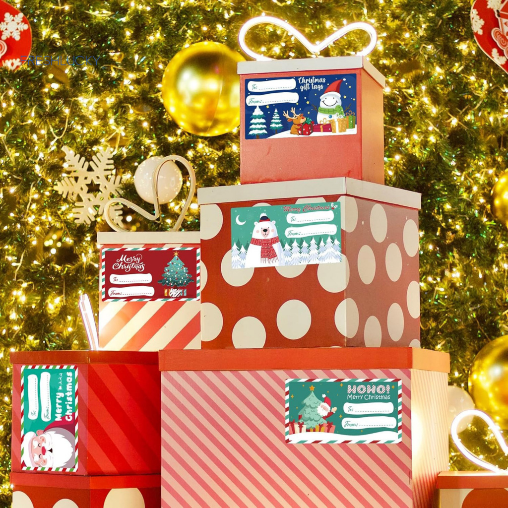 Self-adhesive Christmas Labels Classic Christmas Gift Tag Designs ...