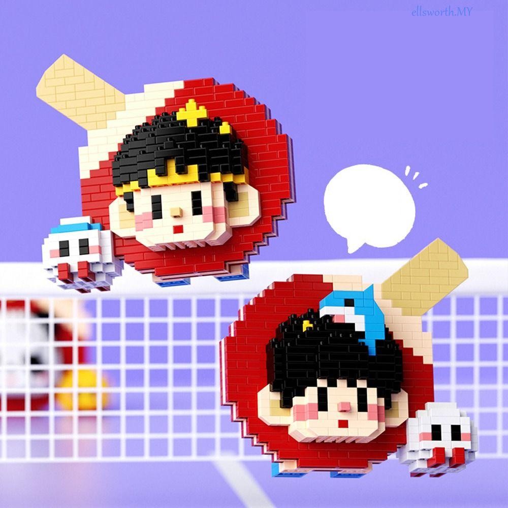 ELLSWORTH Table Tennis Racket Building Block, Cartoon Character Ping ...