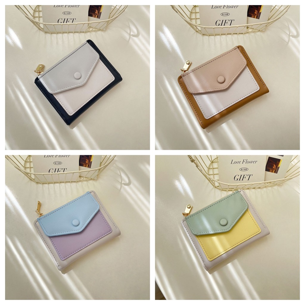 High-End Joyous Woman Wallet Contrast Color Bifold Wallet ...