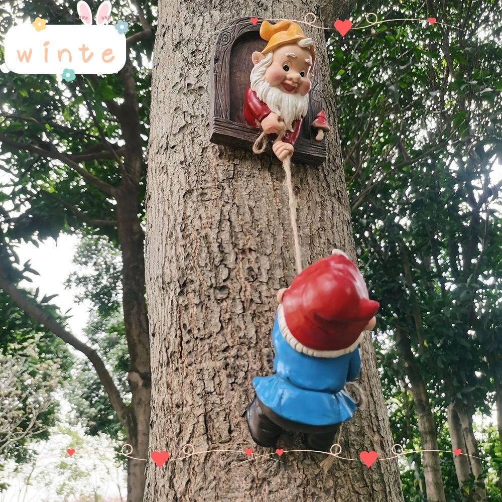 WINTE Climbing Gnomes Tree Decor Lifelike Yard Decoration Ornaments ...