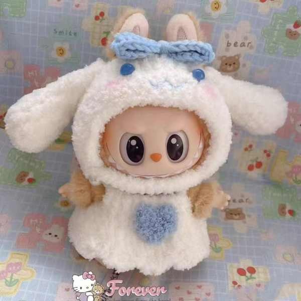 labubu lulu pig Pakaian boneka Labubu asli 17cm degupan jantung macaron ...
