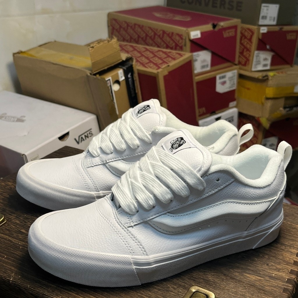 Vans Knu-Skool Pure White Low-Top Casual Sneakers | Shopee Malaysia