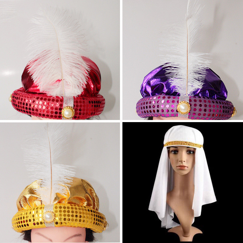 10.17 Princess Jasmine Yarn Arabic cos Hat Headscarf Headband Hat Props ...
