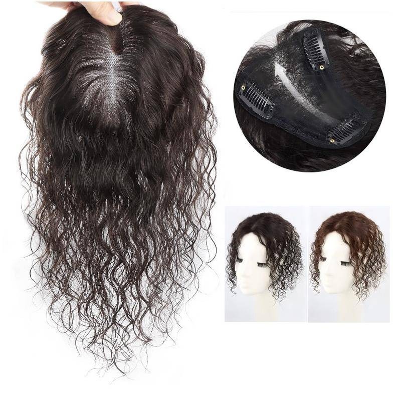9cmx10cm Thin Breathable Base 100% human hair topper Wavy Hair for ...