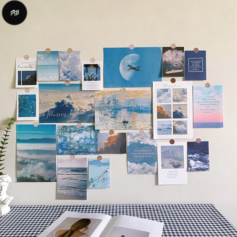 PW 20pcs Ins Poster Wall Sticker DIY Background Paper Cards Photo Props ...