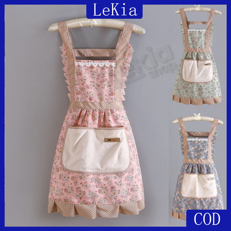 Princess Apron Breathable Hand Wipe Large Pocket Cute Canvas Home ...