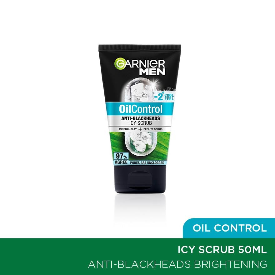 GARNIER MEN Oil Control Anti-Blackheads Icy Brightening Scrub 50ml ...