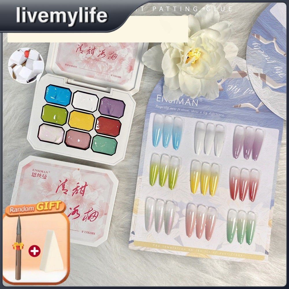 【Free gift】UYIKEs New Solid Nine-square Grid Nail Polish 4 IN 1 Pat ...