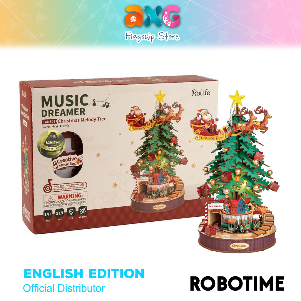Robotime Rolife Christmas Melody Tree Music Dreamer (AMS01) DIY wooden ...