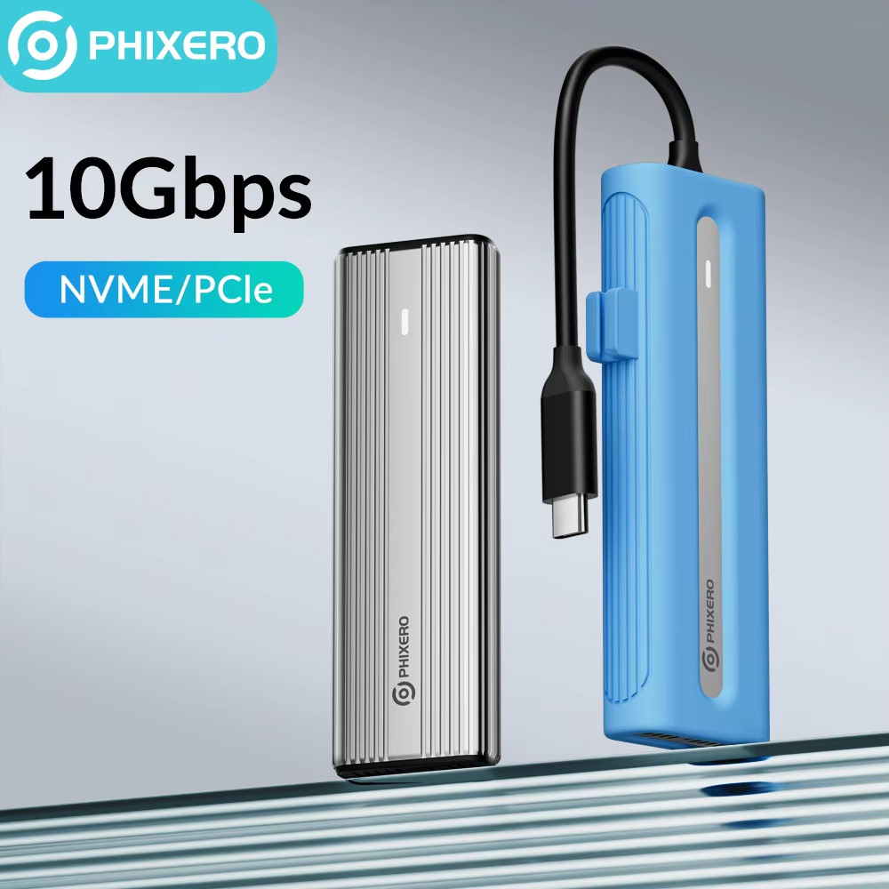 PHIXERO M2 SSD Case M.2 NVMe SATA SSD Enclosure Adapter 10Gbps USB 3.2 ...