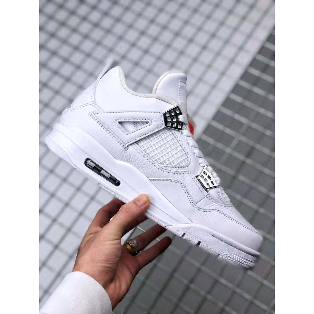 Air Jordan 4 Retro Pure Money all white silver buckle 308497-100 ...