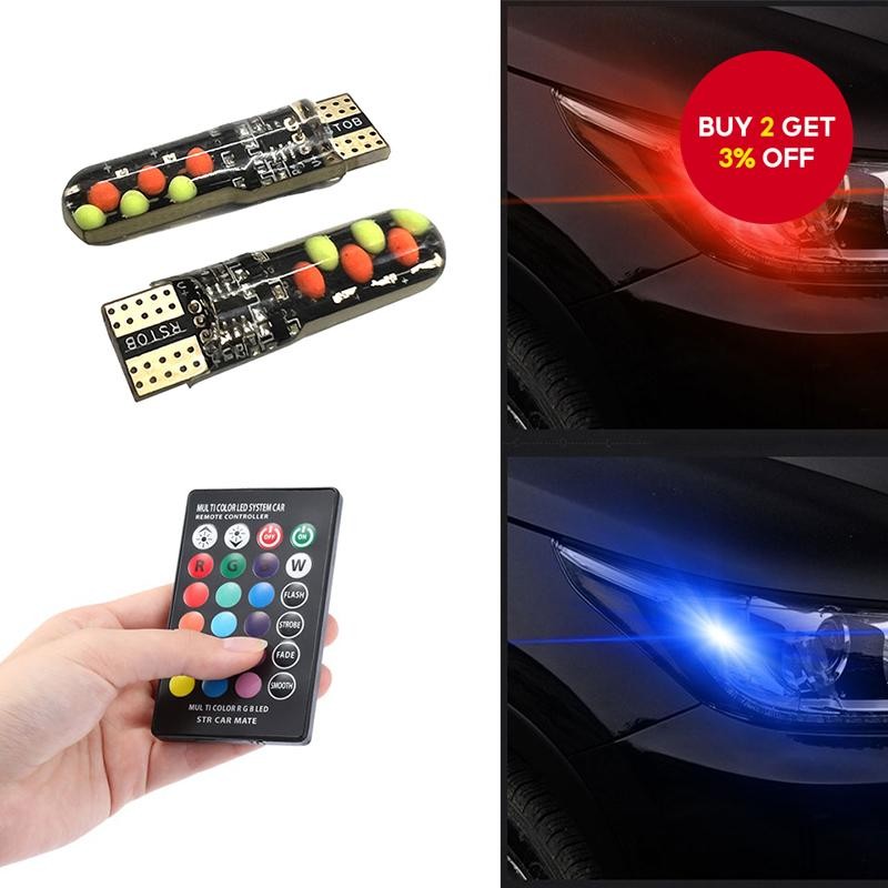 T10 W5w RGB LED 12SMD COB Multicolor canbus With Remote Controller ...