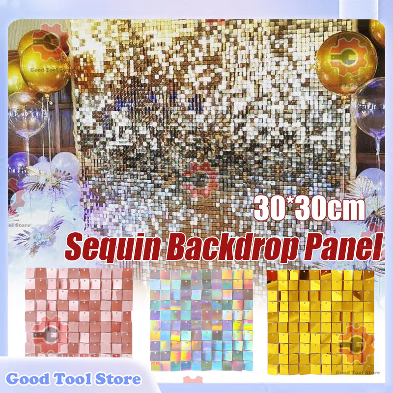 Square Metallic Iridescent Sequin Backdrop Panel Wall Glitter Panels ...