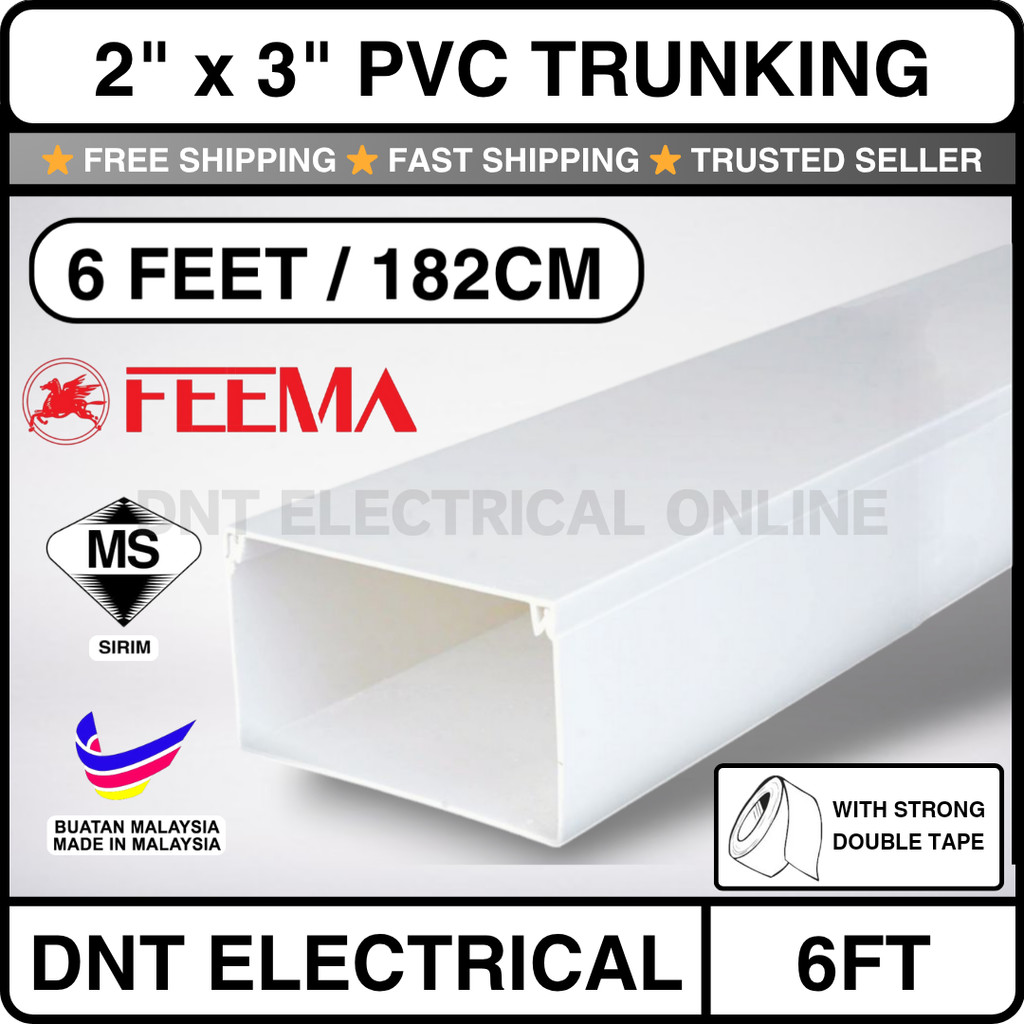 【PVC With Double Tape】6FT 2x3 PVC Trunking Casing With Tape ...