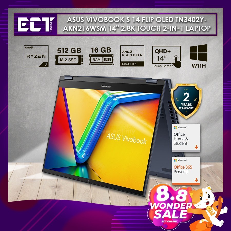 Asus Vivobook S 14 Flip OLED TN3402Y-AKN206/216WSM 2 in 1 Laptop (R7 ...