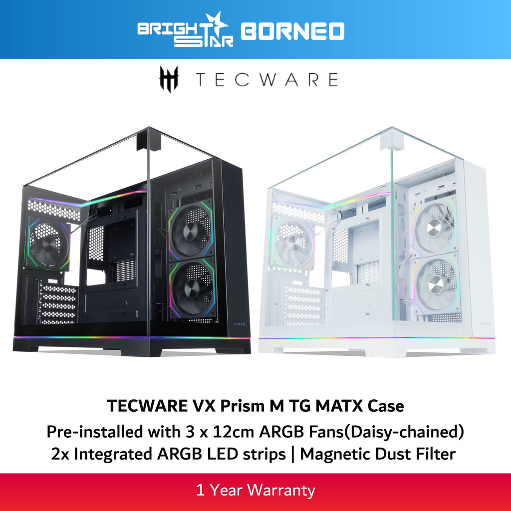 TECWARE VX Prism M TG MATX Case - Black/White | Shopee Malaysia