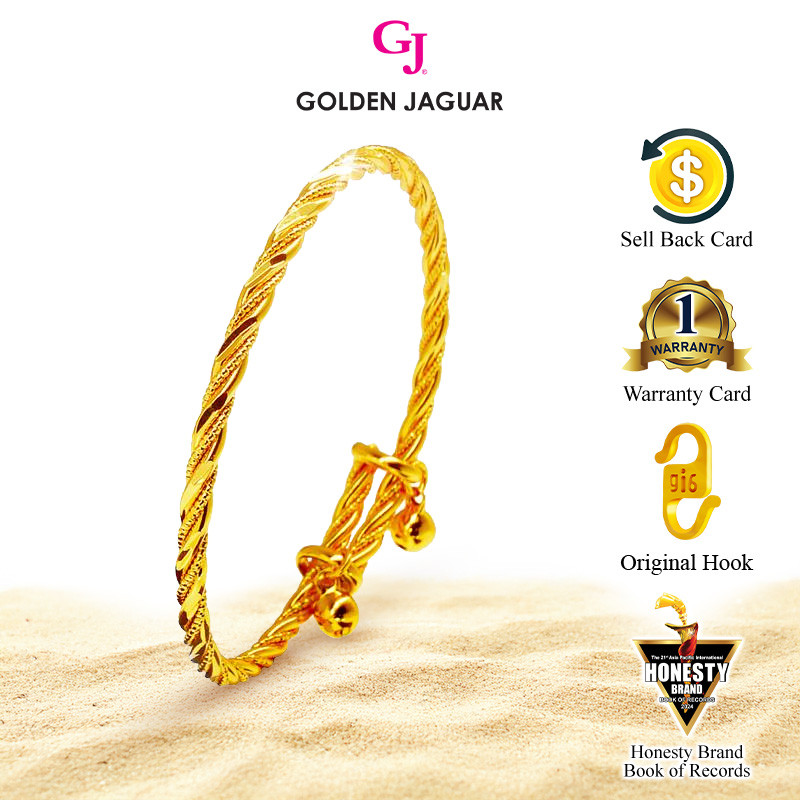 Emas Jaguar (5.31 g) GJ Gold Plated Rantai Tangan Gelang Tangan Bangle ...