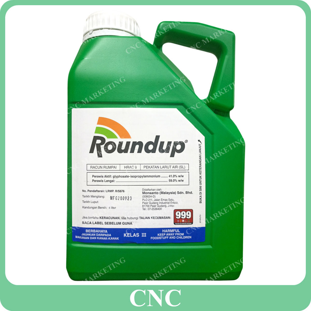 4L Roundup Monsanto Bayer Glyphosate Isopropylammonium 41% Racun Rumput ...