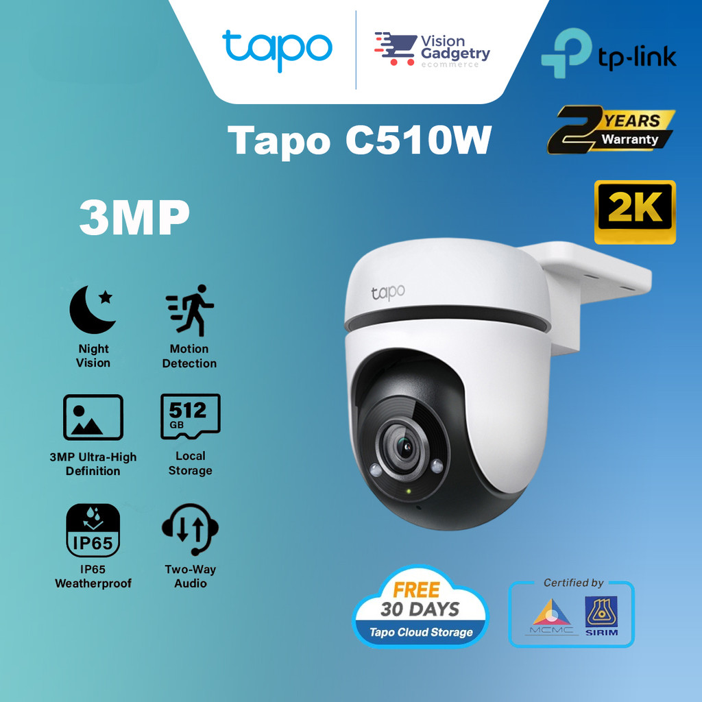 TP-Link Tapo C510W 2K 3MP Pan/Tilt Outdoor Home Security Wifi Camera | Shopee Malaysia