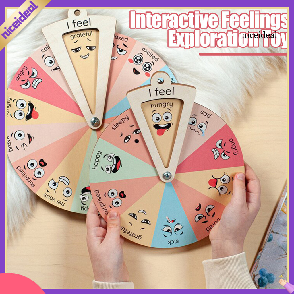 Kids Wooden Feelings Wheel Emotion Regulation Spinner Social Emotional ...
