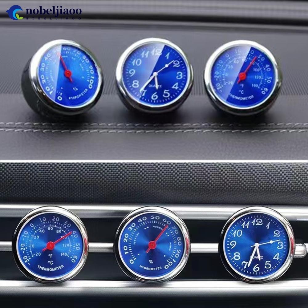 NOBELJIAOO Car Interior Clock Auto Thermometer Hygrometer Blue for Home ...