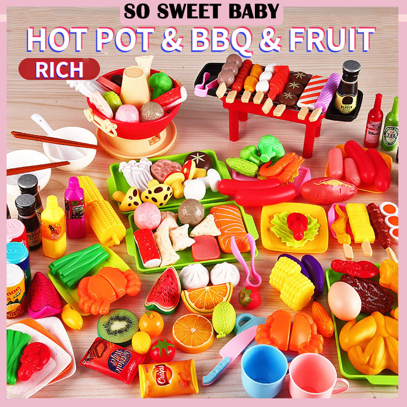 [Muti-styles] Kids Hot Pot Toy Bbq Toy Set Fruit Cutting Toys Pretend ...