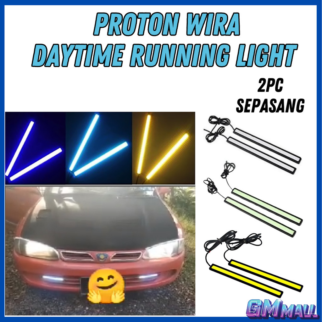 2 PCs PROTON WIRA CAR DAYLIGHT DRL COB LED Spotlight Strip Lampu DRL ...