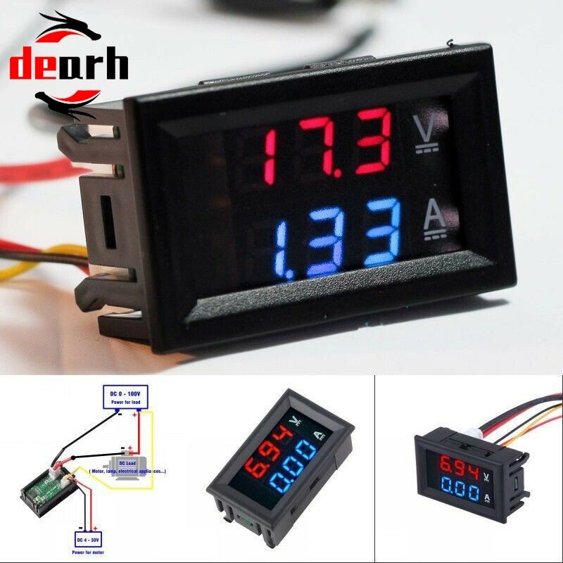 [DRHT 0806] Dual LED 3 Digit Digital DC 100V 10A Voltmeter Ammeter ...