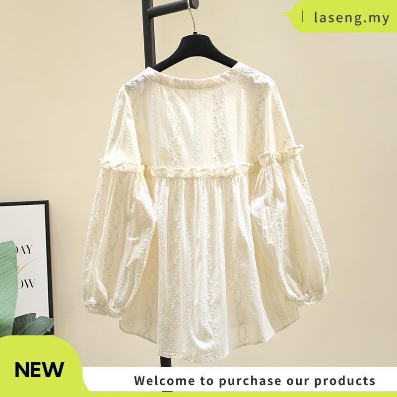 CCHIC kemeja perempuan blouse sulam embroidery blouse baggy sulam ...